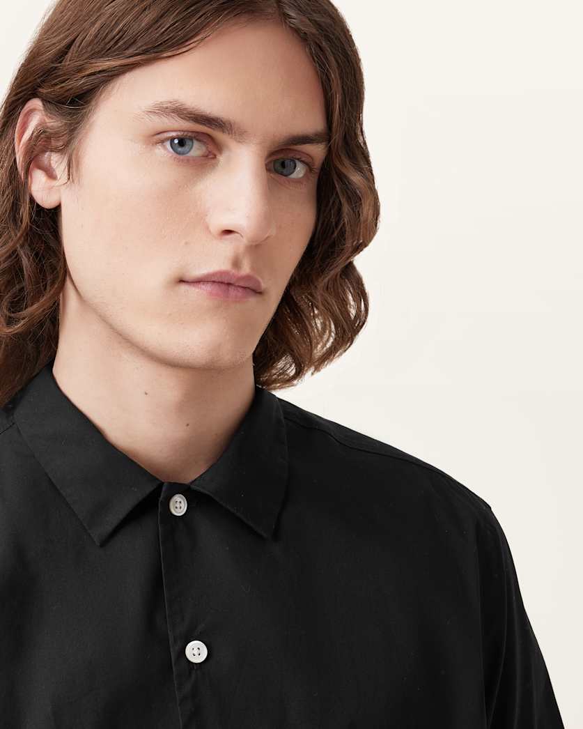 Nyon Short Sleeve Shirt Black | ALLSAINTS Canada